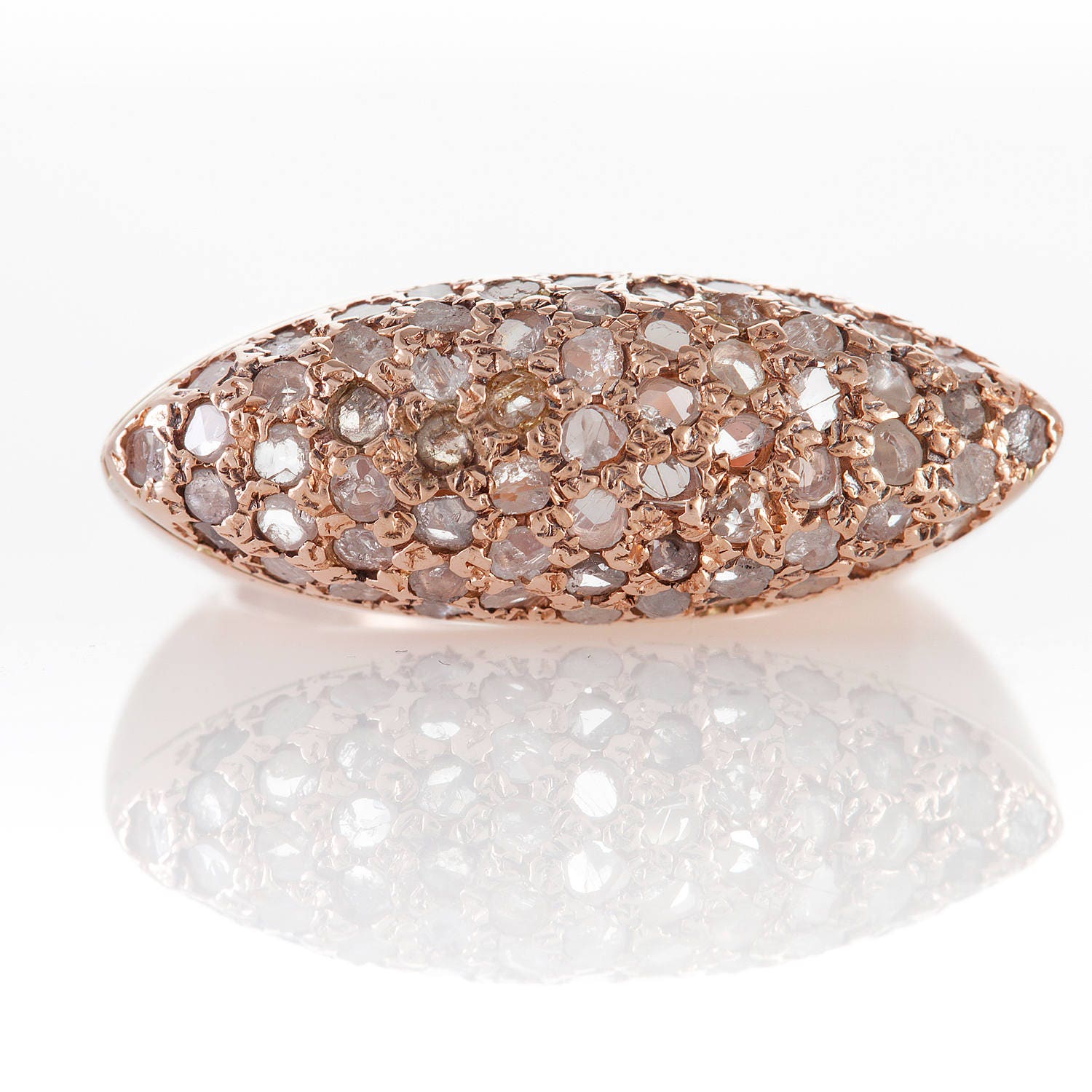 Pave Diamond Wedding Ring - Rose Gold Diamond Ring - Rose Cut Diamond ...