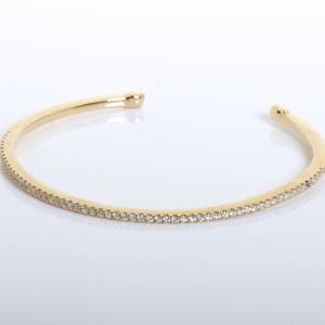 Gold Diamond Open Bracelet - Open Cuff Diamond Bracelet - Yellow Gold ...