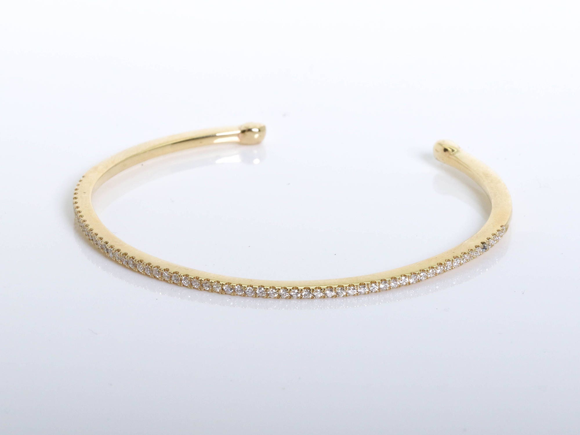 Gold Diamond Open Bracelet Open Cuff Diamond Bracelet | Etsy