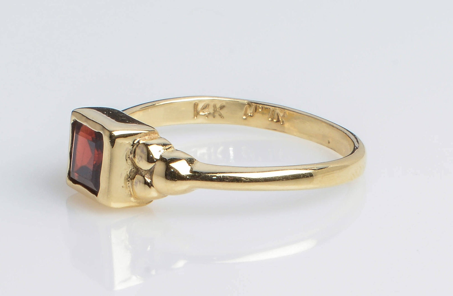 Square Garnet Ring Small Ring Gemstone Ring Minimalist - Etsy