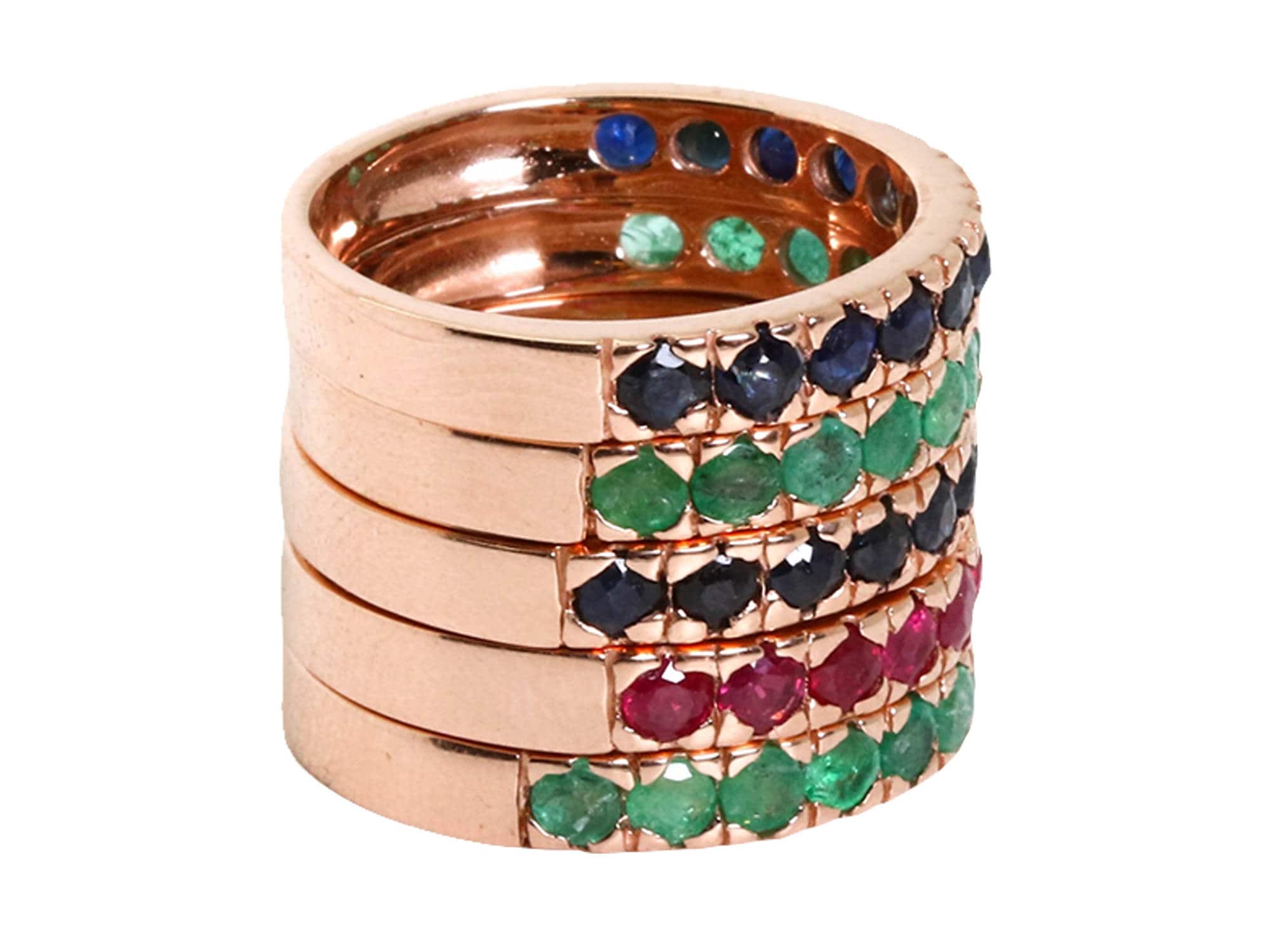 Half Eternity Ruby Band - Stackable Gemstone Band - Rose Gold Band ...