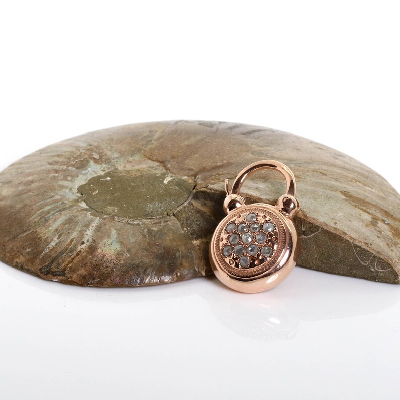 Round Diamond Padlock Rose Gold Diamond Padlock Vintage | Etsy