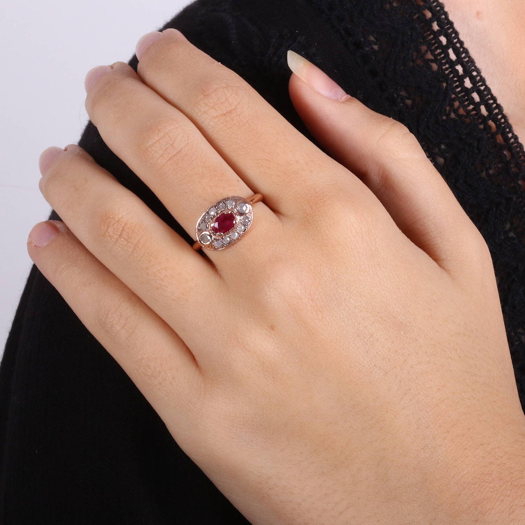 Oval Ruby With Diamonds Ring - Rose Gold Ruby Ring - July Birthstone ...