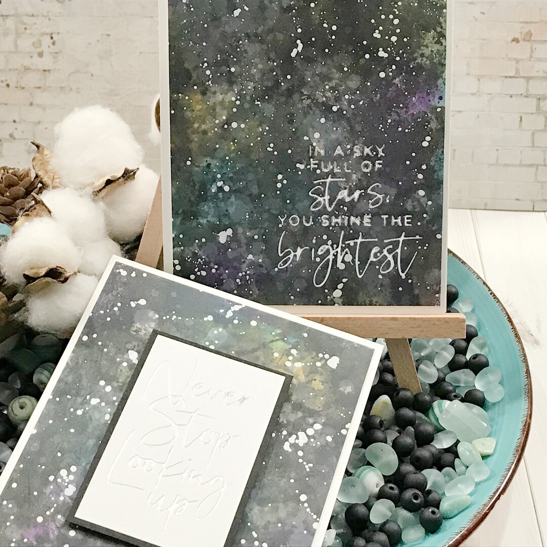 Galaxy Encouragement Card Set: Handmade Watercolor Note Cards - Etsy