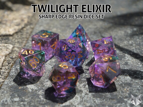 Twilight Elixir Polyhedral Sharp Edge Resin Dice Set - Etsy