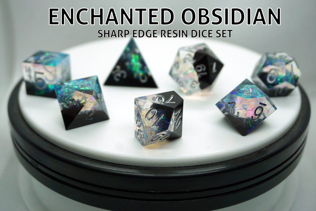 Enchanted Obsidian - Polyhedral Sharp Edge Resin Dice Set - Etsy