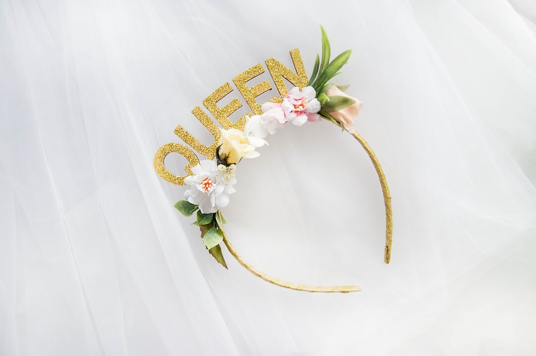 Queen Glitter Crown Headband: Hen Party Bridal Accessory - Etsy