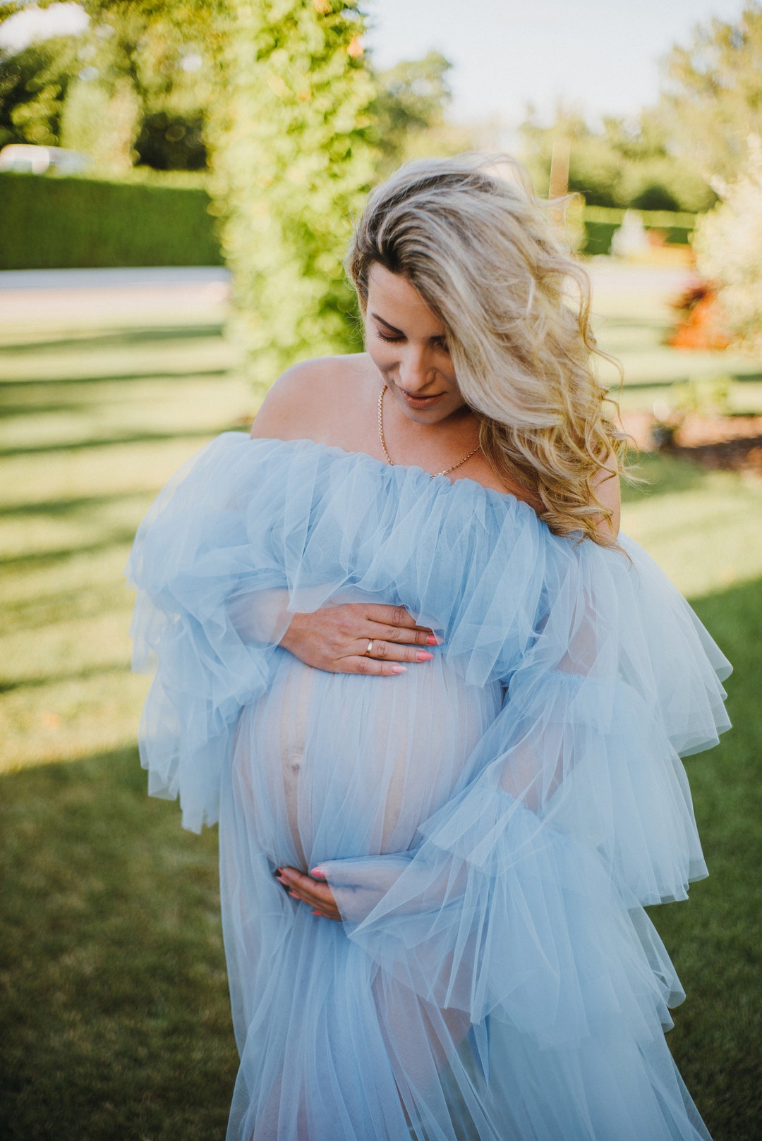 Light Blue Tulle Maternity Dress: Photo Shoot Gown - Etsy