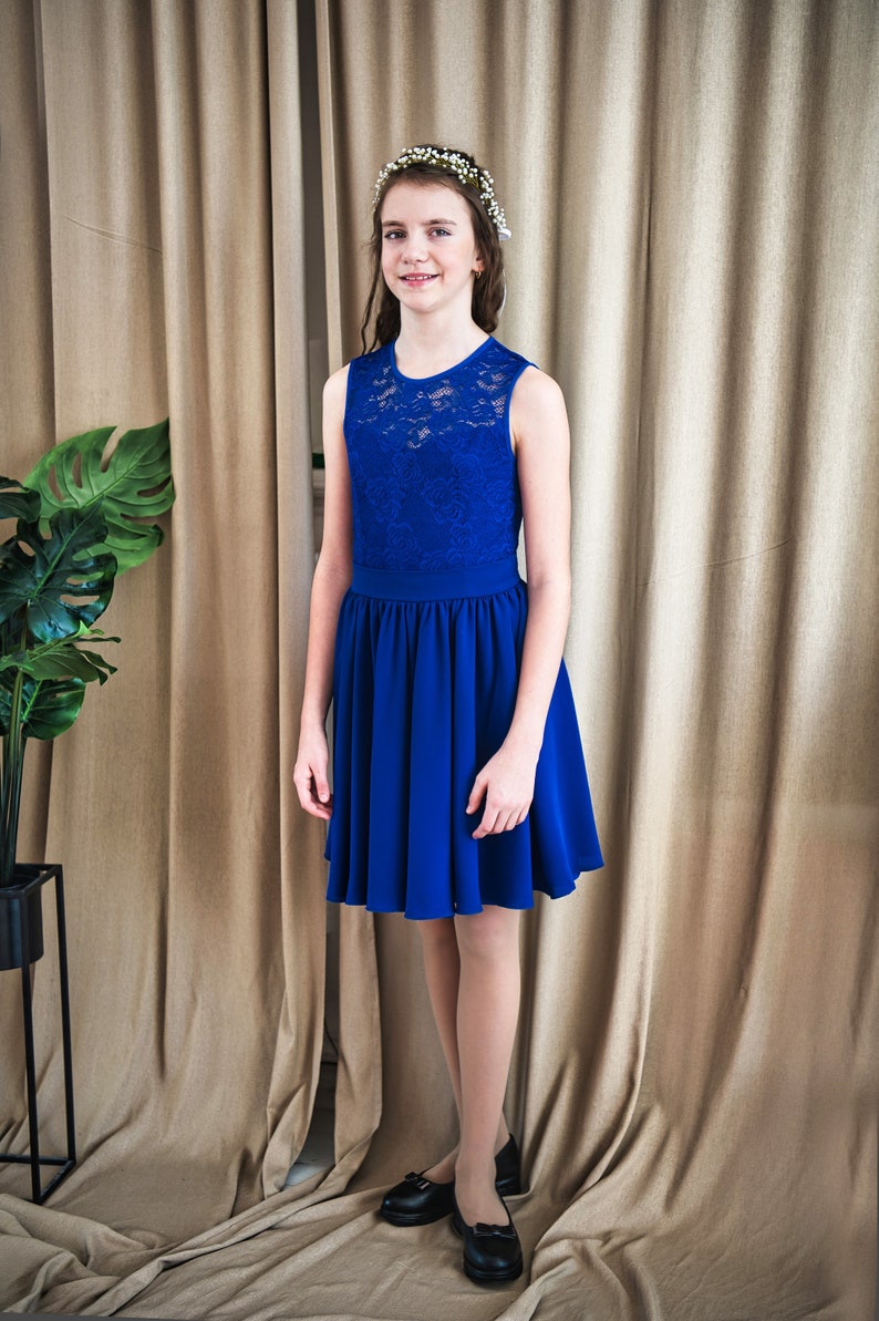 Royal Blue Flower Girl Dress Royal Blue Chiffon Dress Royal Etsy