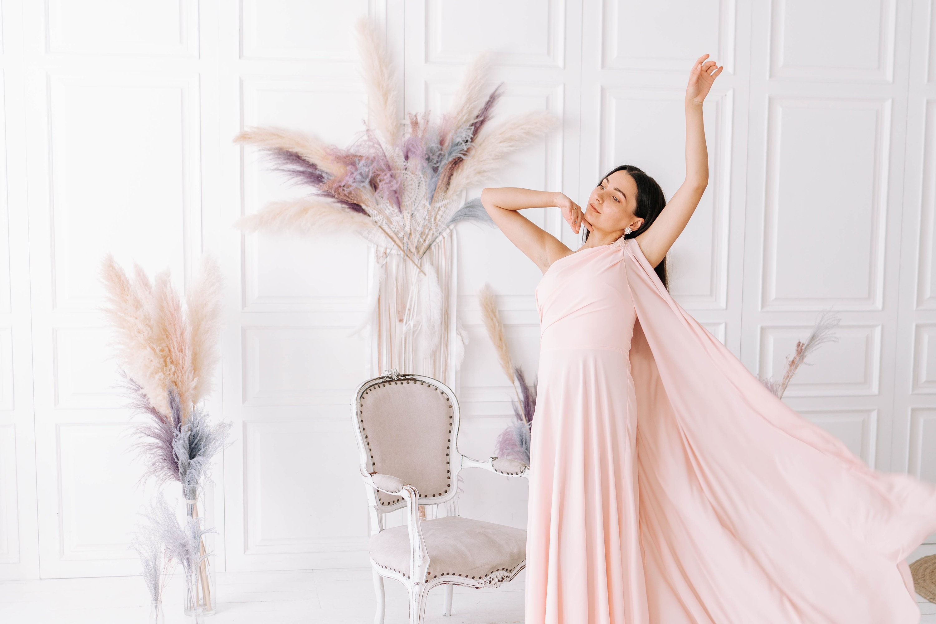 Peach Dress Greek Dress Peach Greek Gown Greek Gown Pregnancy | Etsy