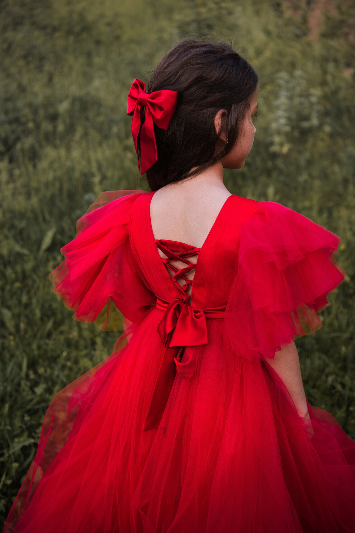 Red Flower Girl Dress Red Girl Dress Red Birthday Dress Red - Etsy