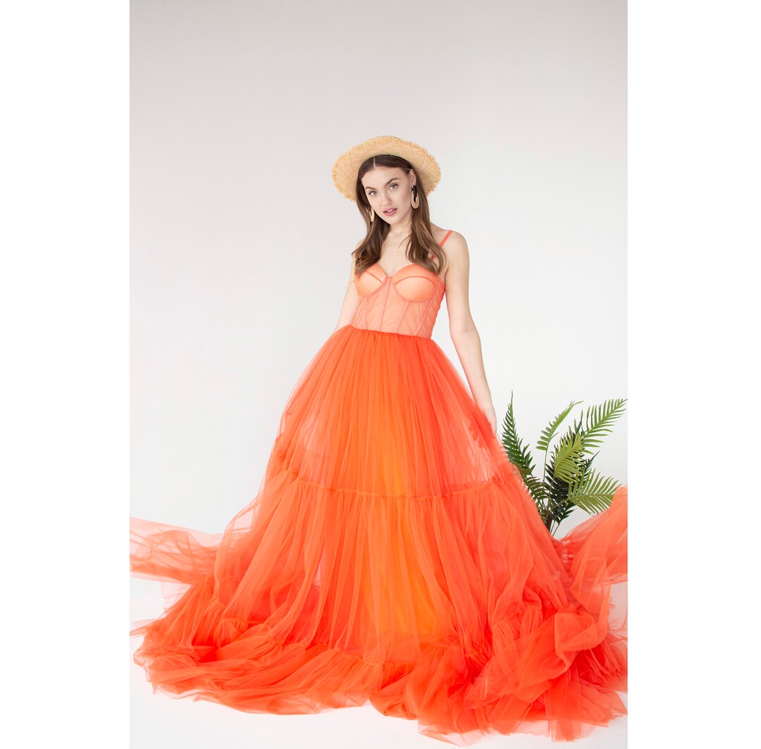 Tulle Dress Tulle Gown Orange Tulle Dress Orange Woman Dress Orange ...