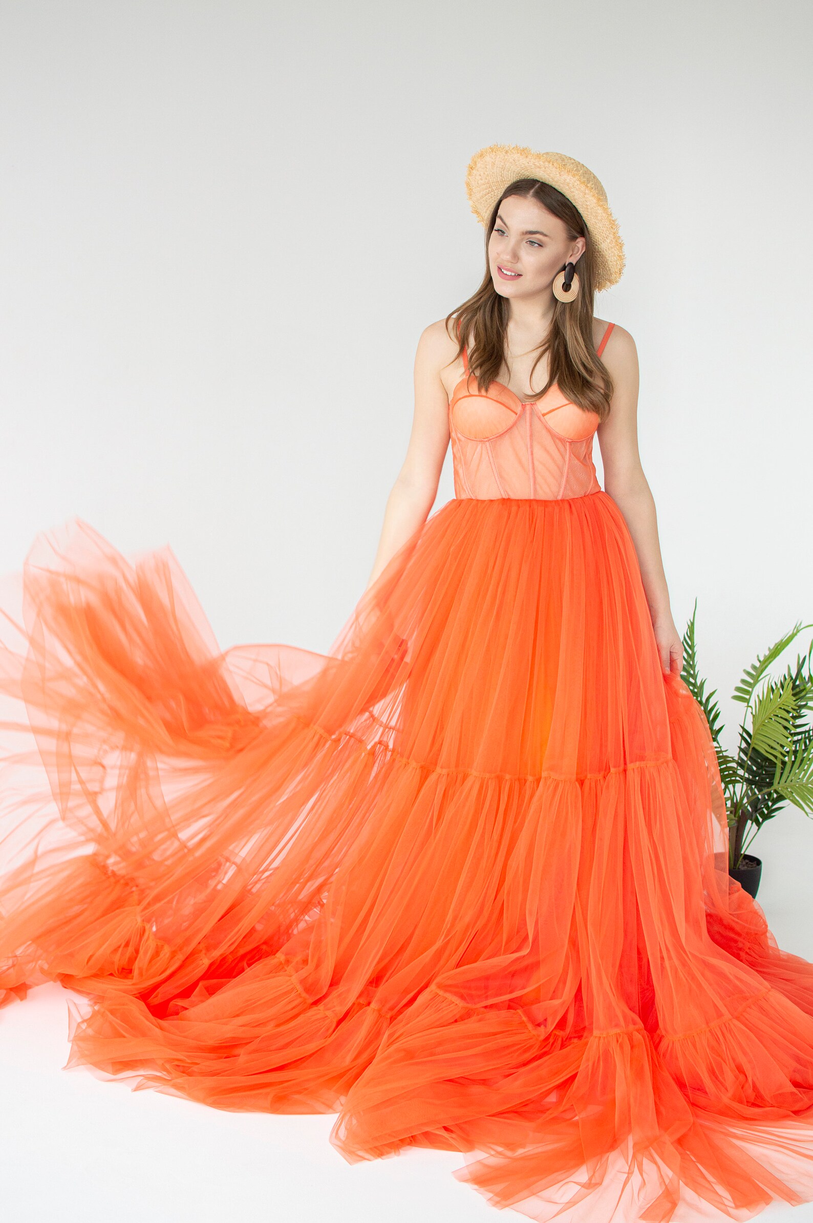Tulle Dress Tulle Gown Orange Tulle Dress Orange Woman Dress | Etsy