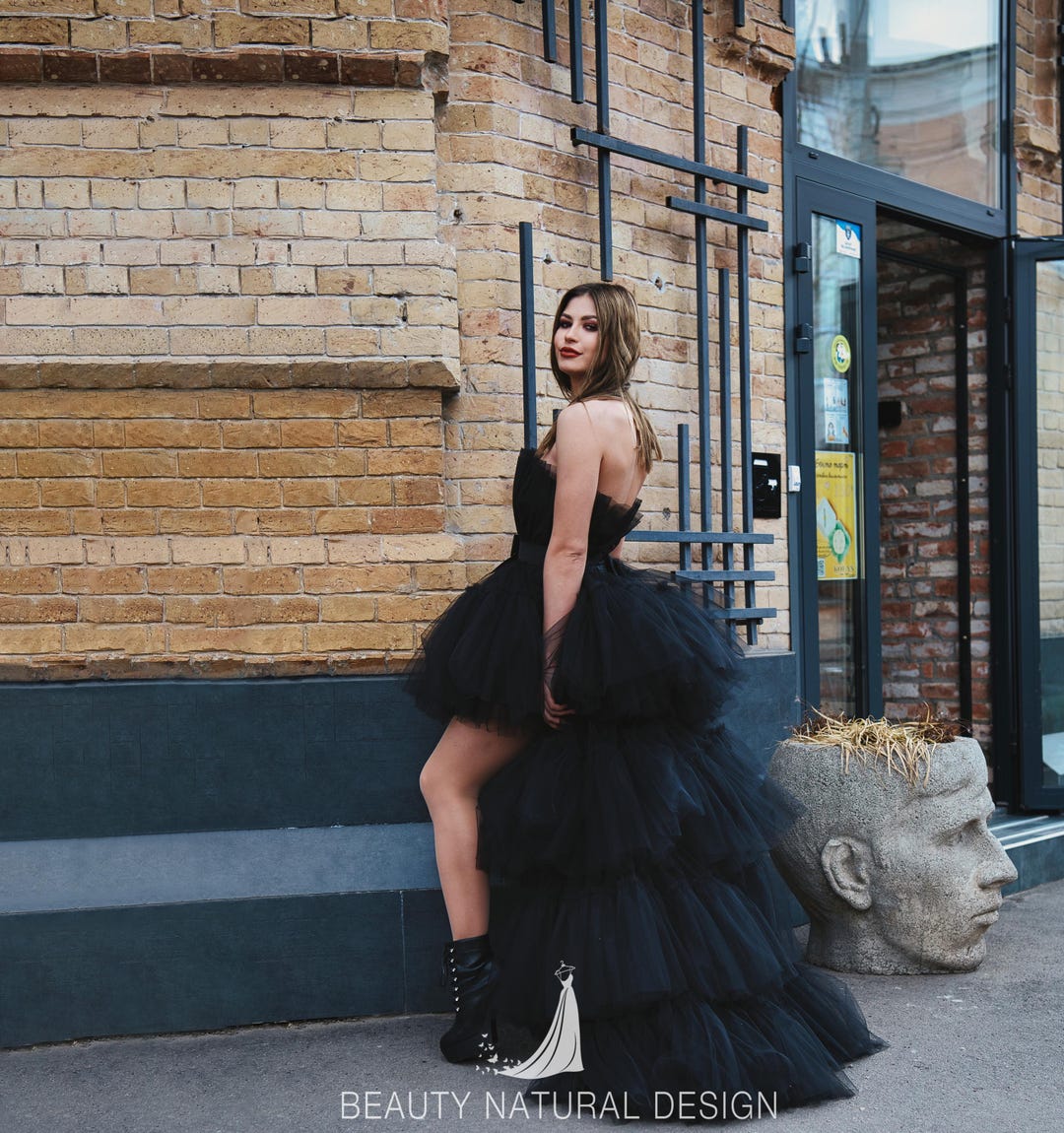 Black Tulle Corset Gown: Fluffy Gothic Wedding Dress - Etsy