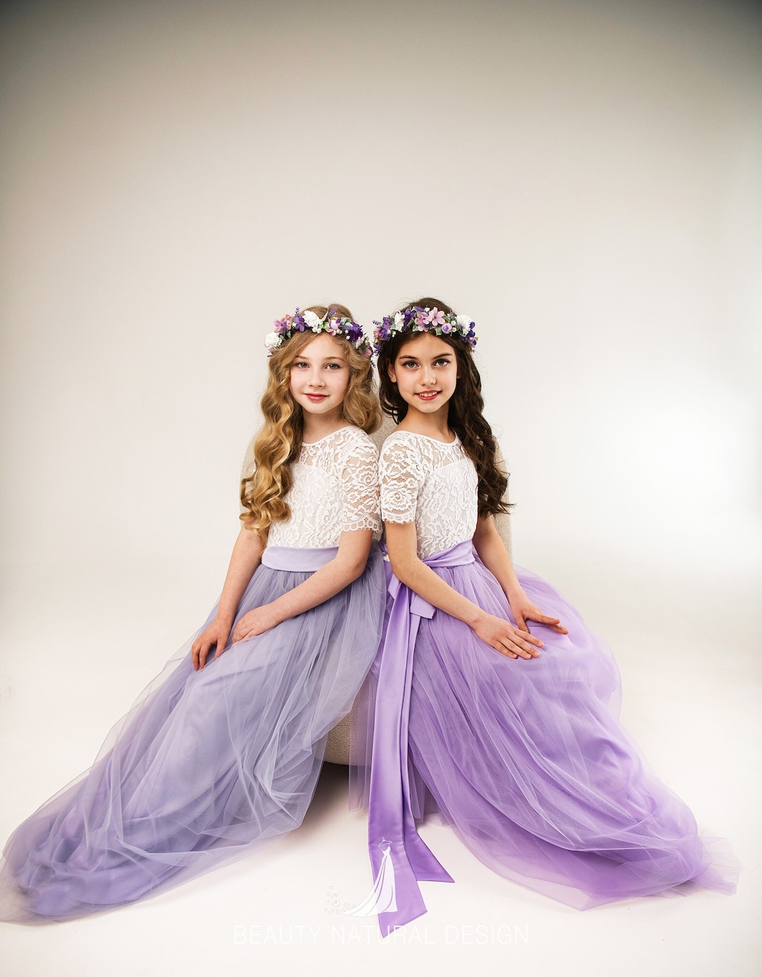 Lilac Lace Flower Girl Dress: Rustic Tulle Party Dress - Etsy