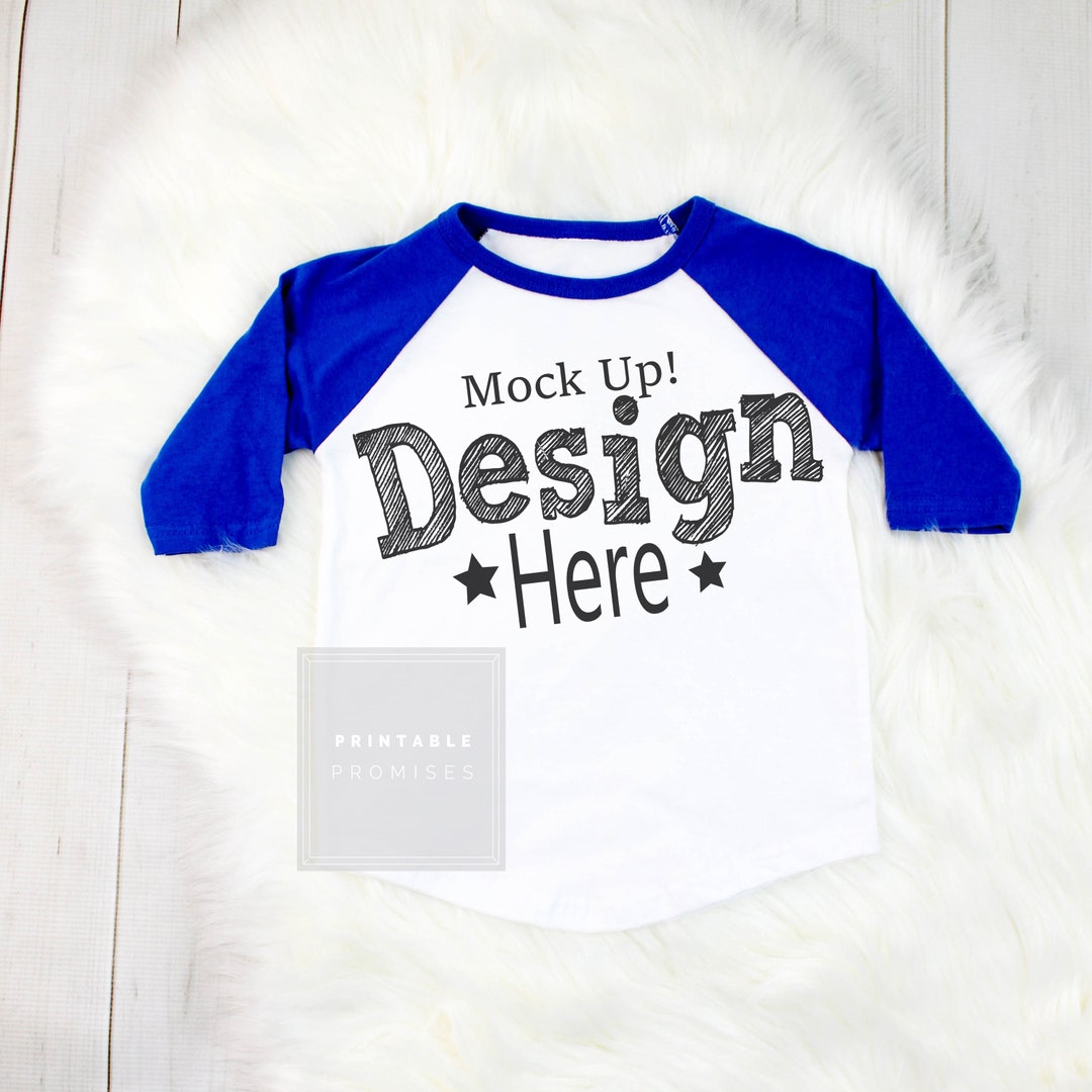 Blue Raglan Youth Toddler Mock up T Shirt Mock Up, Kids Shirt Mockup ...