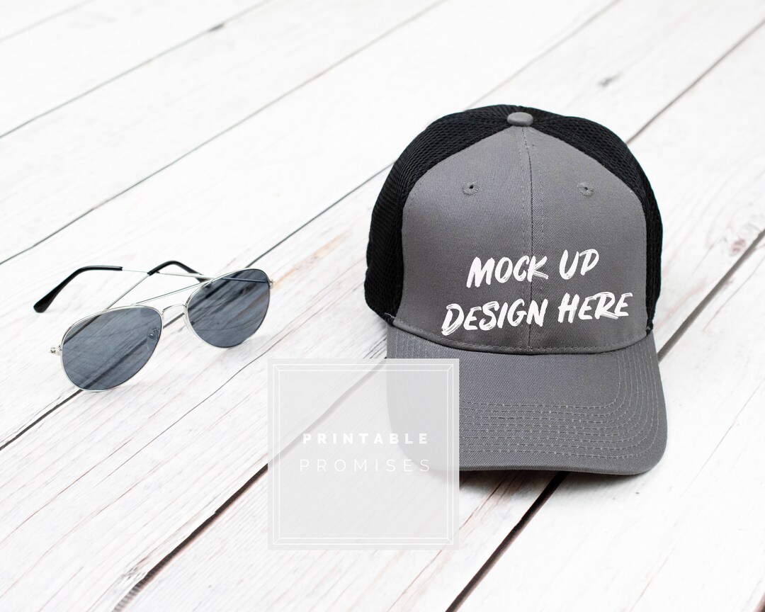 Black Grey White Sport Baseball Hat Cap Mockup Design Apparel Mock up ...