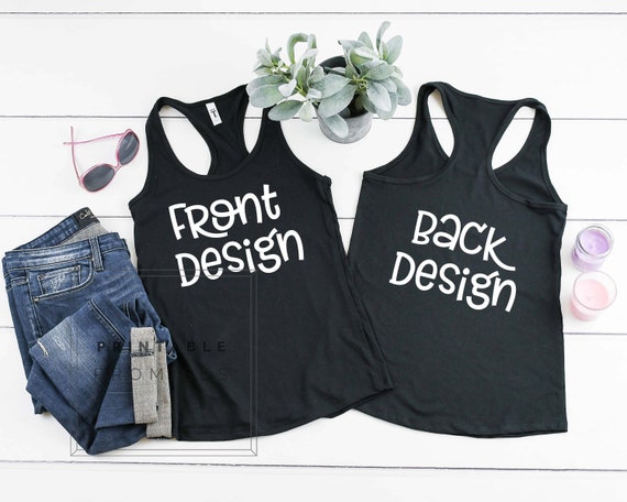 Front Back Tank Top Mock Up Next Level 1533 Black Tank Top | Etsy