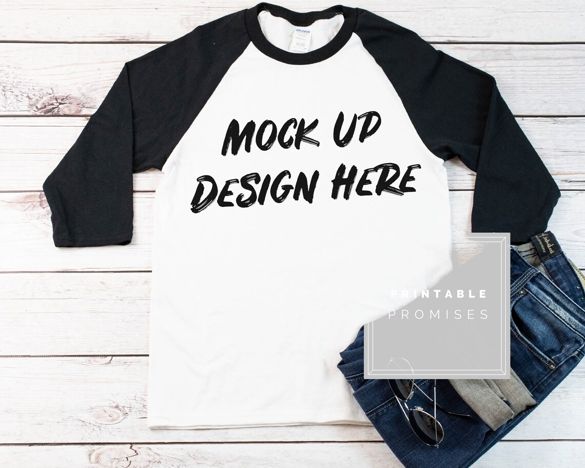 Gildan 570 Black Raglan T Shirt Mock-up Raglan Shirt Mockups - Etsy