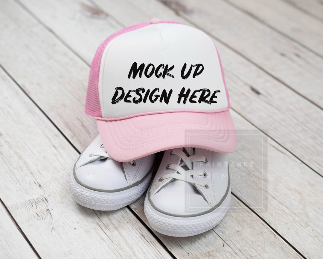 Pink Trucker Hat Mock-ups Pink Girls Mock up Baseball Hat Blank Hat Cap ...