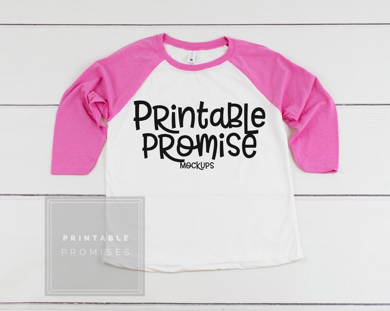 Next Level 3352 Hot Pink White Youth Raglan Mock up T Shirt - Etsy