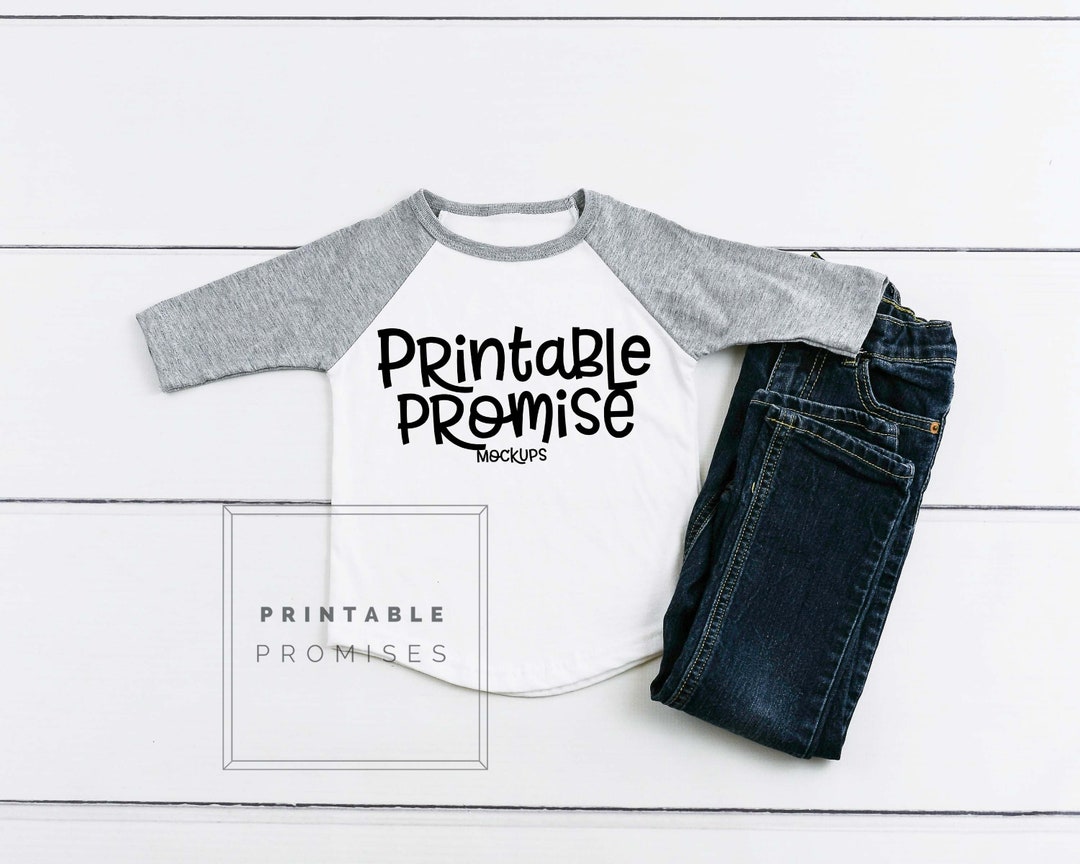 Grey White Toddler Raglan Mockup Baby Clothing Mock up Kids Shirt ...