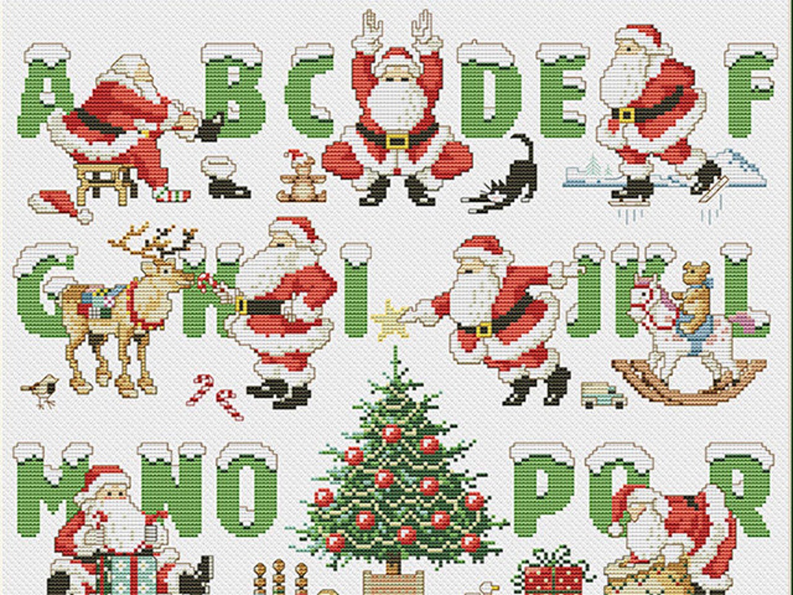 Christmas Alphabet Cross Stitch Pattern Counted Letters - Etsy