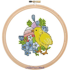 Easter Chick Cross Stitch Pattern – Modern Counted Xstitch Chart ...