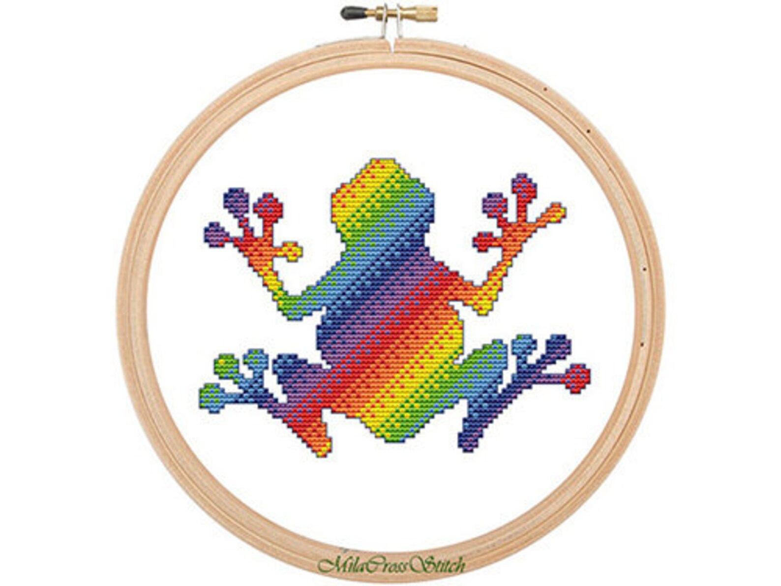 Pattern Frog Modern Cross Stitch Rainbow Toad Colorful Xstitch - Etsy