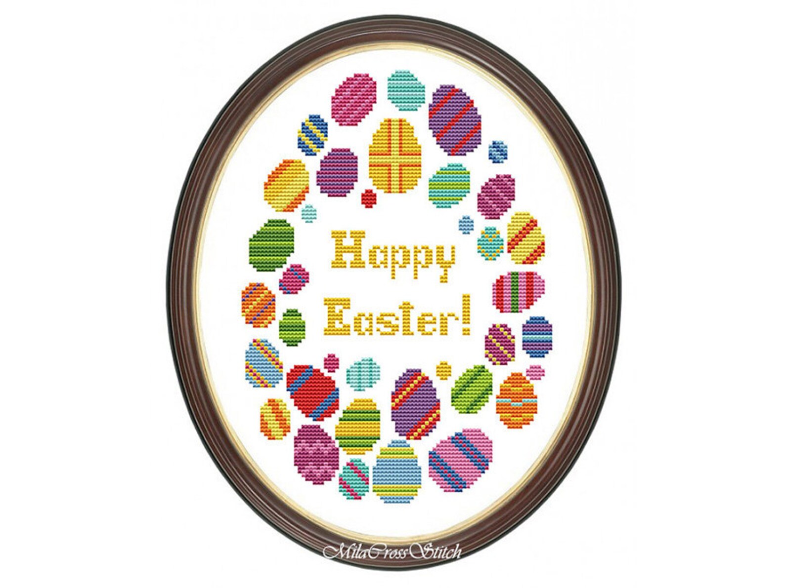 Happy Easter Cross Stitch Pattern Colorful Eggs Counted - Etsy