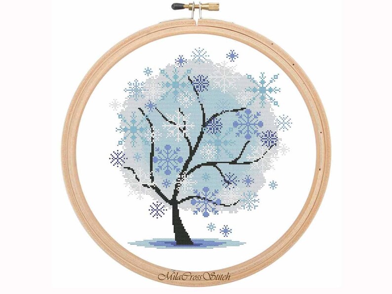 Winter Tree Cross Stitch Pattern. 4 Seasons Nature Xstitch - Etsy