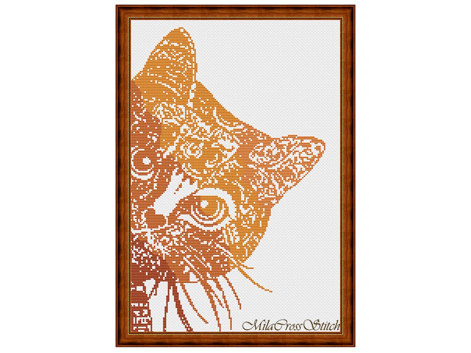 Cross Stitch Pattern Red Cat Face One Color Xstitch - Etsy