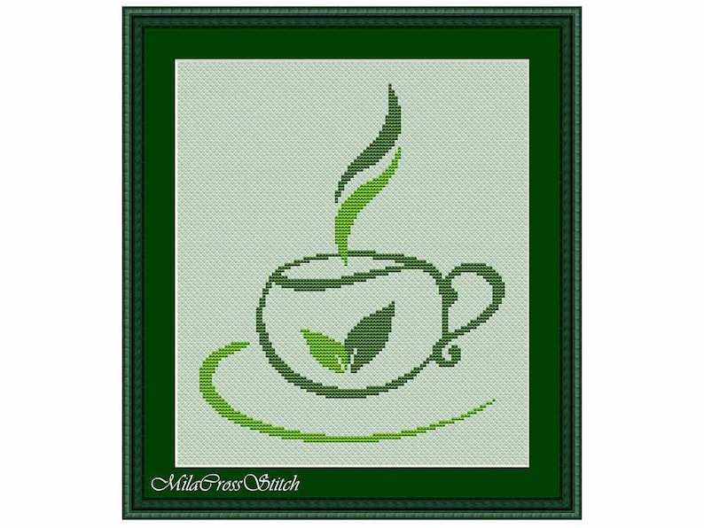 Cross Stitch Tea 2 Colors Cross Stitch Pattern Tea Time Decor | Etsy