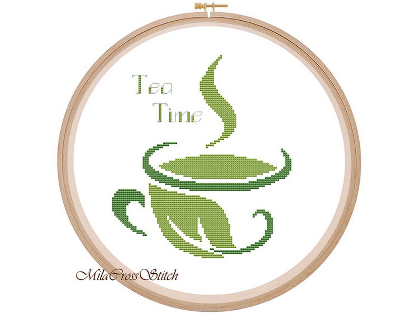 Tea Time Easy Cross Stitch Pattern Kitchen Decor DIY Tea | Etsy