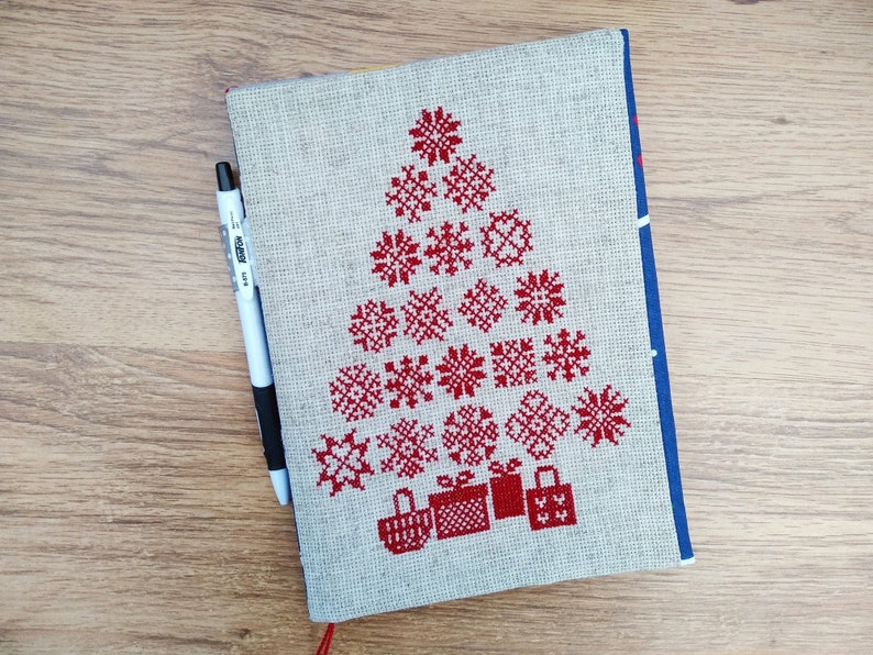 Christmas notebook fabric double sided cover hand | Etsy