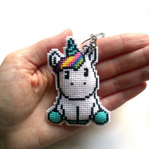Unicorn Keychain – Colorful Embroidery Accessory – Unique Key Fob ...
