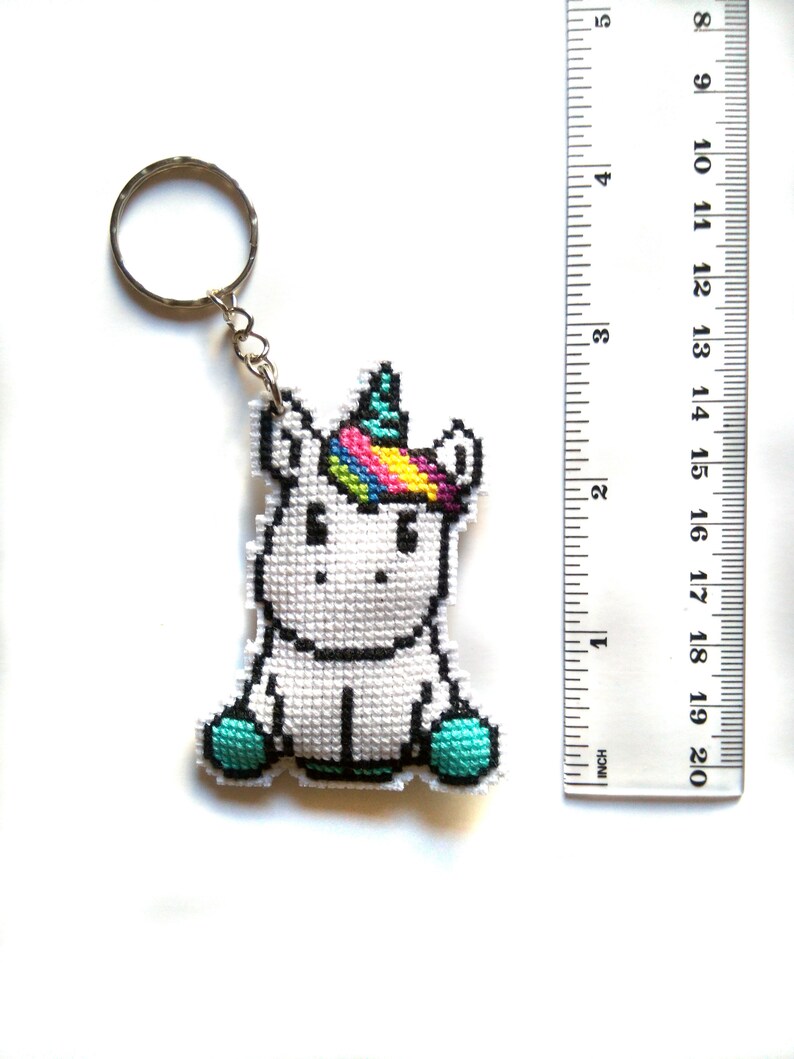 Unicorn Keychain – Colorful Embroidery Accessory – Unique Key Fob ...