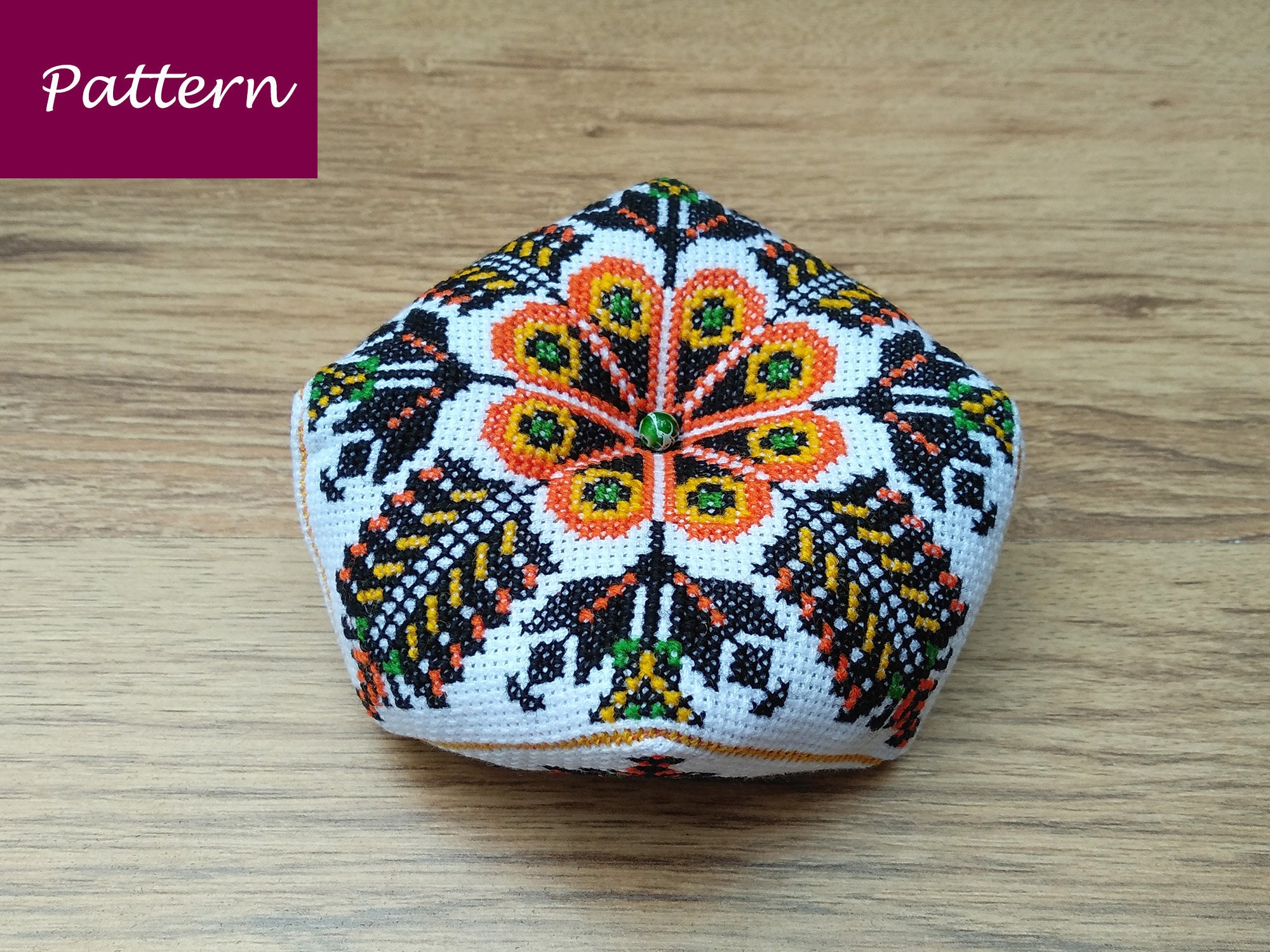 Folk Biscornu Easy Cross Stitch Pattern Pincushion | Etsy