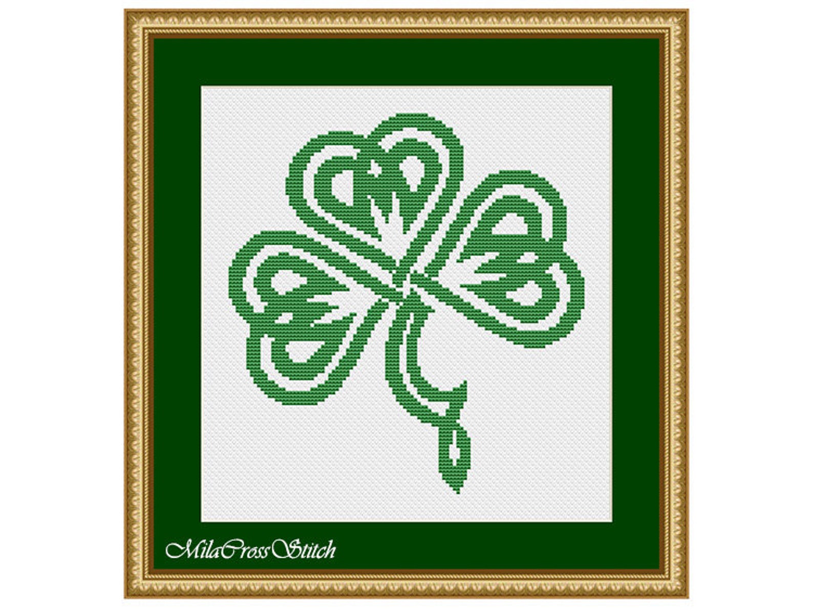 Cross Stitch Pattern – One Color Clover – Celtic Design – St. Patrick's ...