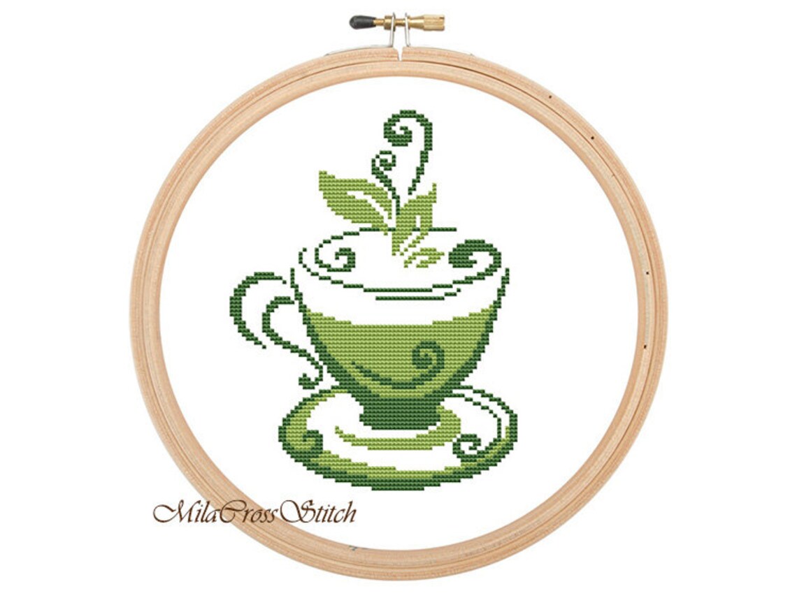 Cross Stitch Pattern Tea Cup Easy Modern Xstitch Chart | Etsy