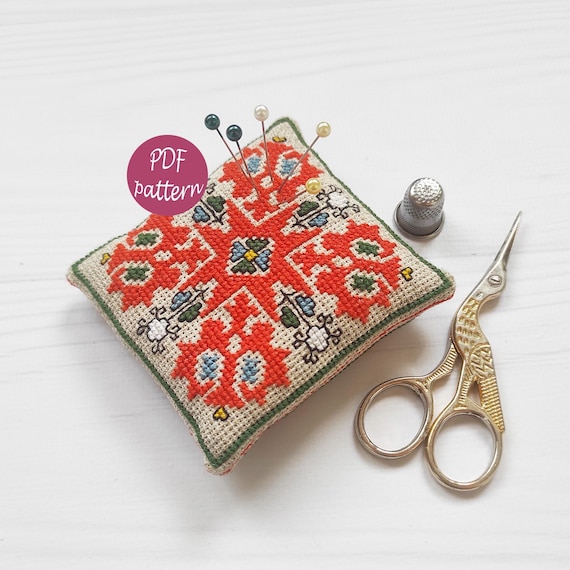 Cross Stitch Pattern. Rustic Pin Cushion. Cute Sewing | Etsy