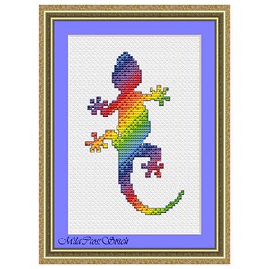 Lizard Cross Stitch Pattern PDF Counted Cross Stitch Chart Modern Salamander Easy Pattern Cool ...