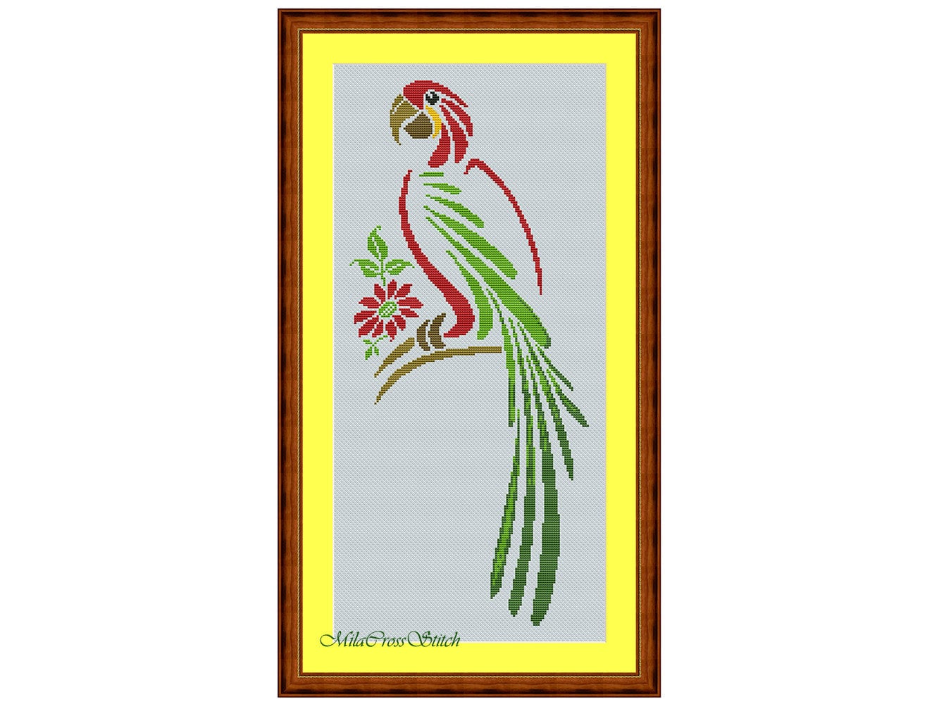 Parrot Cross Stitch Pattern Colorful Macaw Xstitch Chart | Etsy