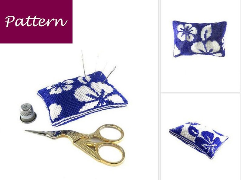 Pincushion Cross Stitch Pattern. Easy Xstitch Chart. Floral Pillow. - Etsy