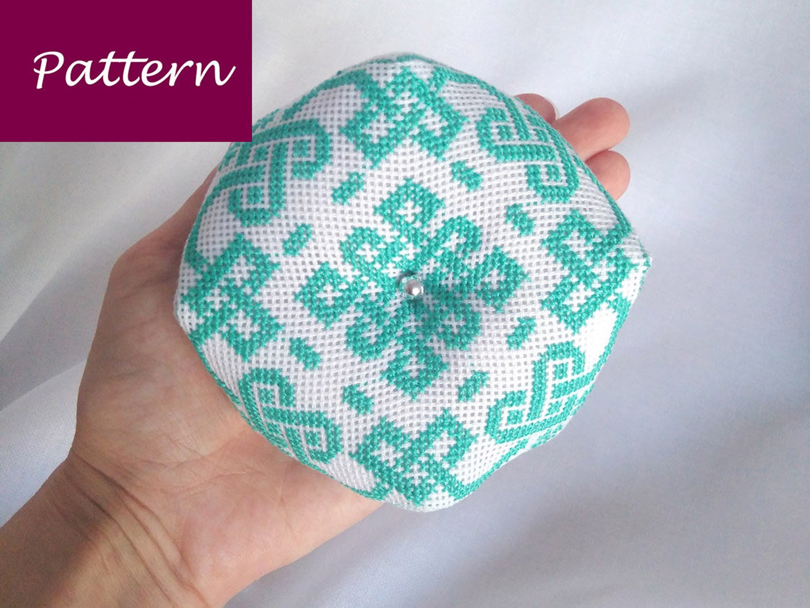 Celtic Biscornu – Counted Cross Stitch Pattern – DIY Mint Pincushion ...