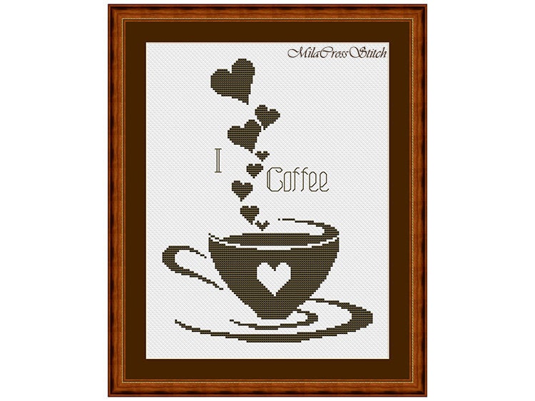 Cross Stitch Coffee Cup Pattern Easy Xstitch Design Coffee - Etsy