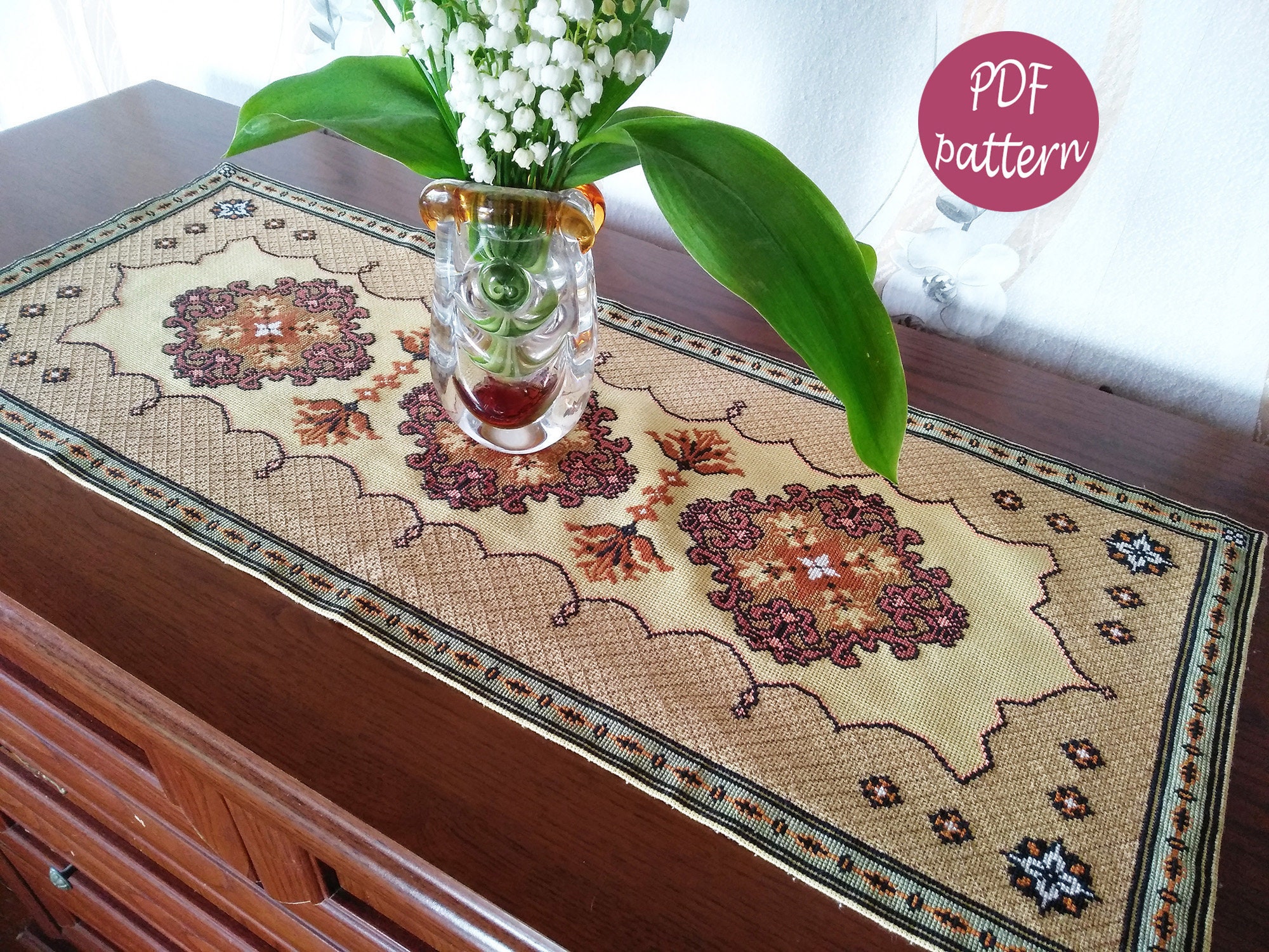 Tablecloth Cross Stitch Pattern – DIY Cozy Home Decor – Embroidery ...