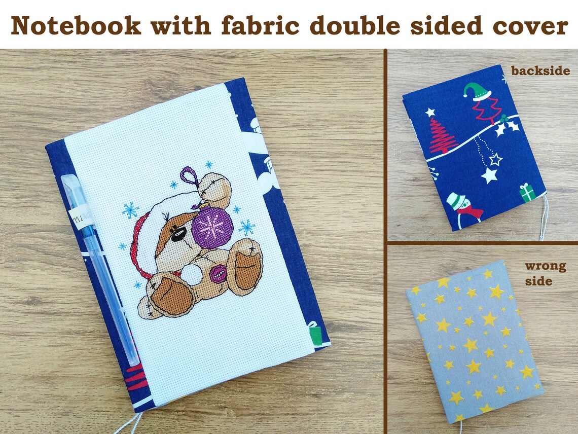 Christmas Notebook Double Sided Fabric Cover Hand | Etsy