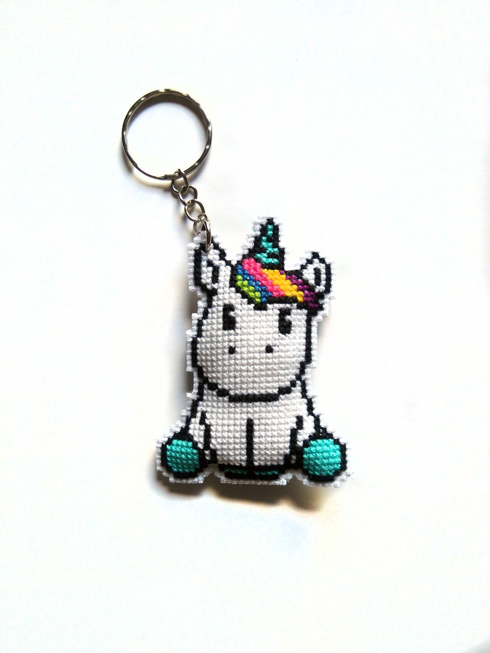 Unicorn Keychain – Colorful Embroidery Accessory – Unique Key Fob ...