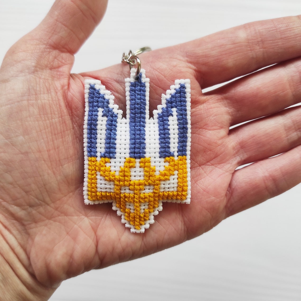 Ukrainian Keychain trident tryzub. Hand - Etsy